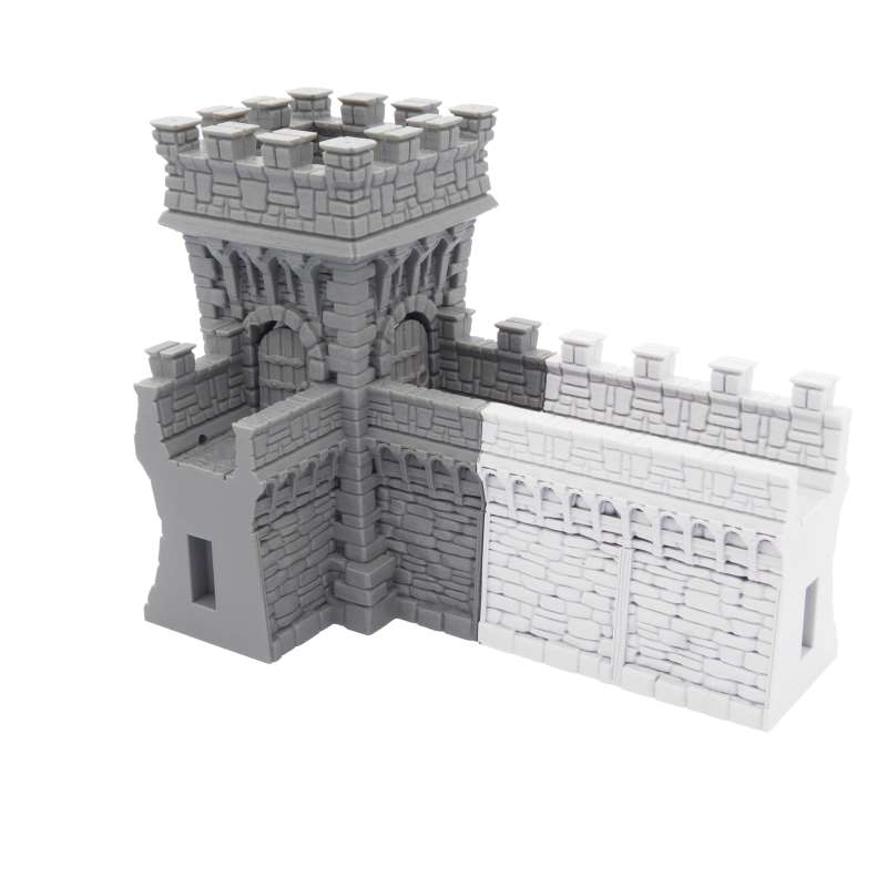 Tower Castle Wall - Corner | 3D Printed Models – QP3D – QP3D Wargames